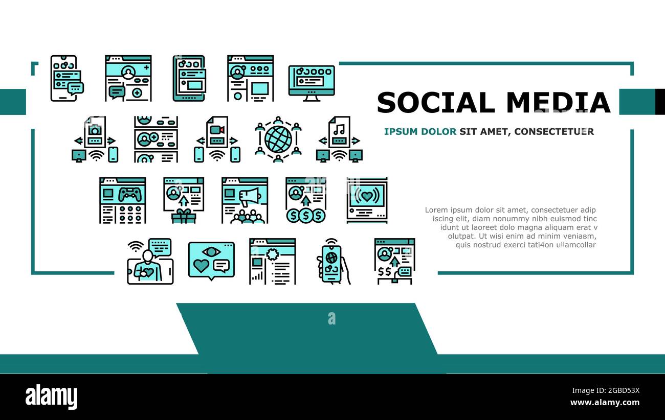 Internet Social Media Landing Header Vector Stock Vector Image & Art ...