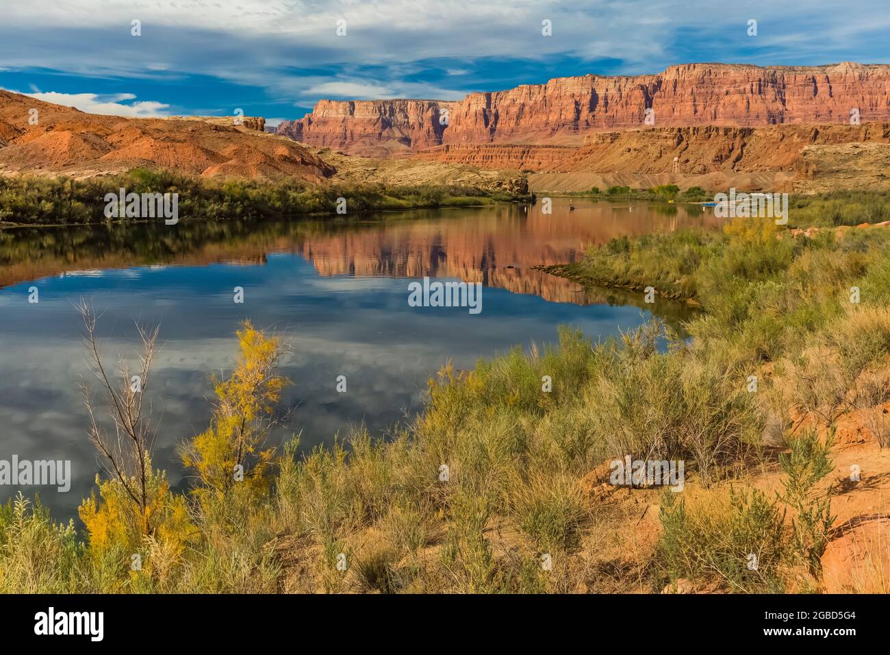 The Colorado River runs quietly through the Lees Ferry area of Glen ...