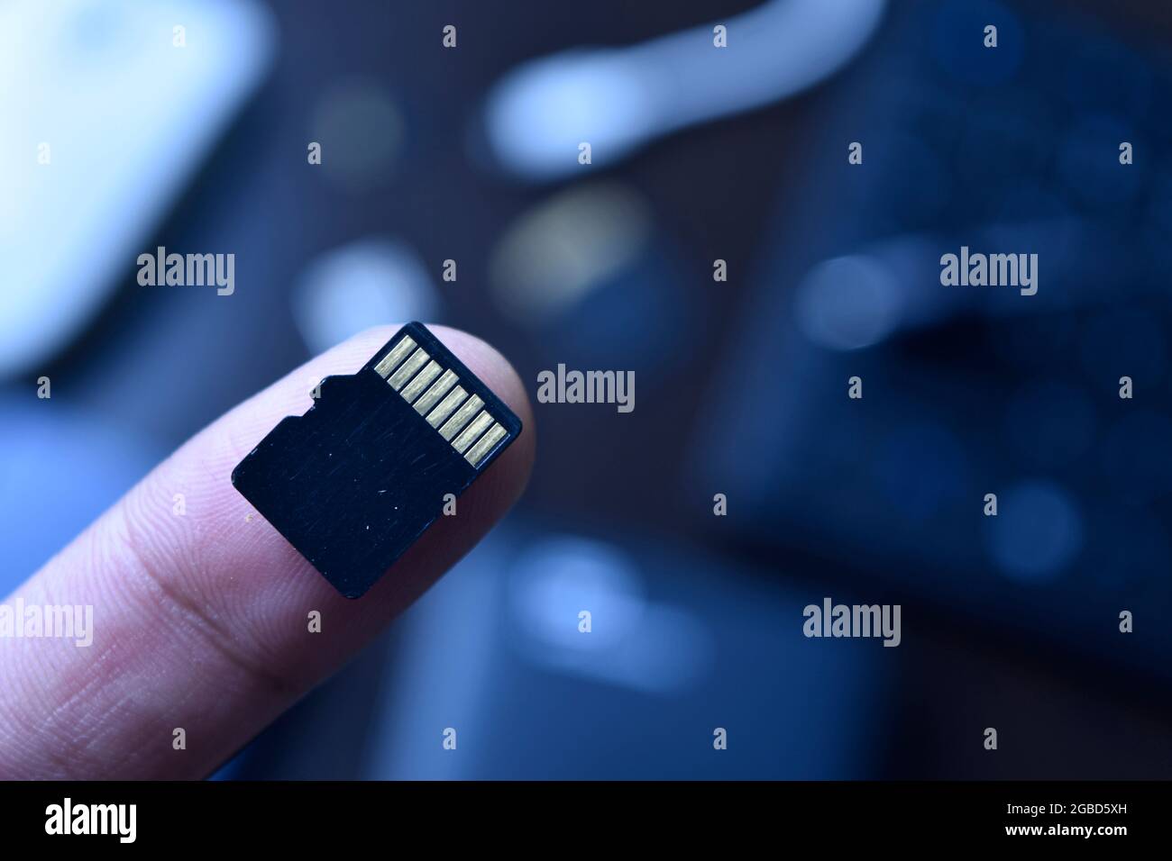 Micro SD Card in Hand Stock Photo - Alamy