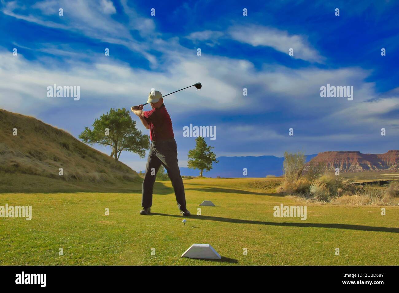Self portrait of the photographer driving the ball - playing golf in St ...