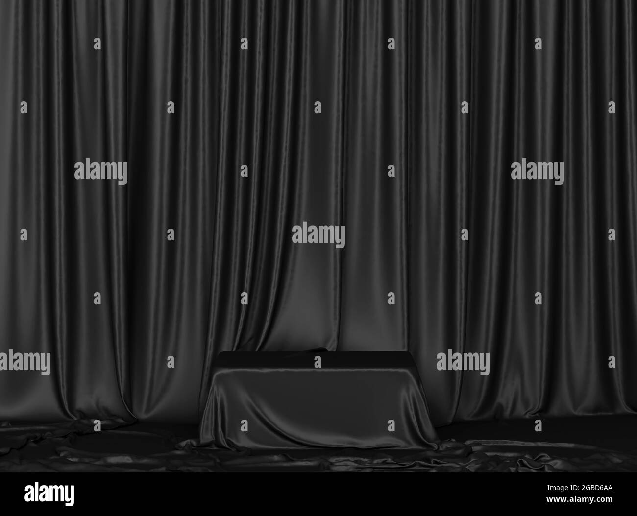 Cube covered with draped cloth. Minimal scene. 3d illustration ...