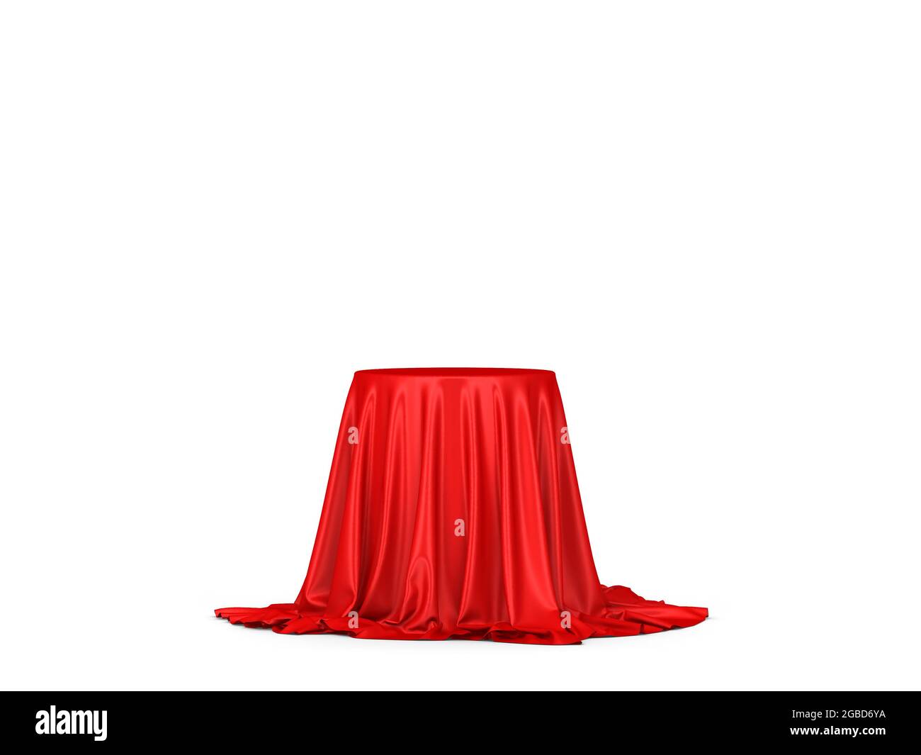Podium covered with piece of cloth. 3d illustration isolated on white ...