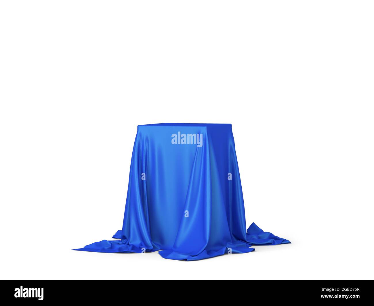 Cube covered with piece of cloth. 3d illustration isolated on white ...