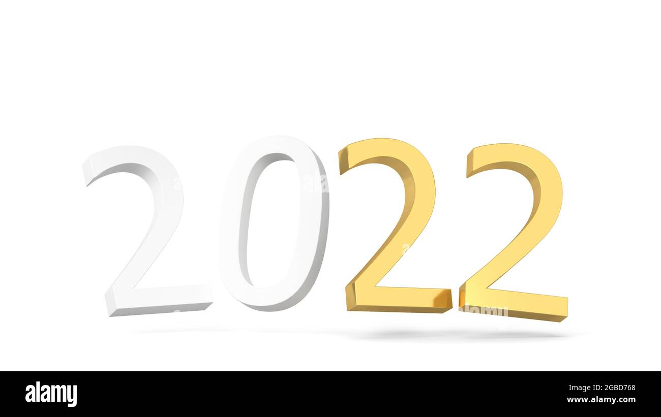 2022 year text sign. 3d illustration isolated on white background Stock ...