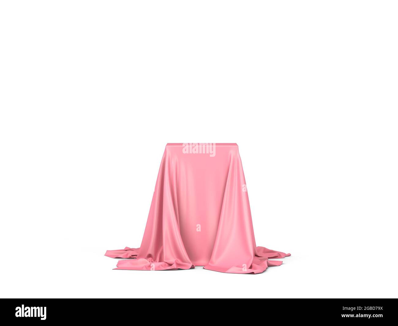 Cube covered with piece of cloth. 3d illustration isolated on white ...