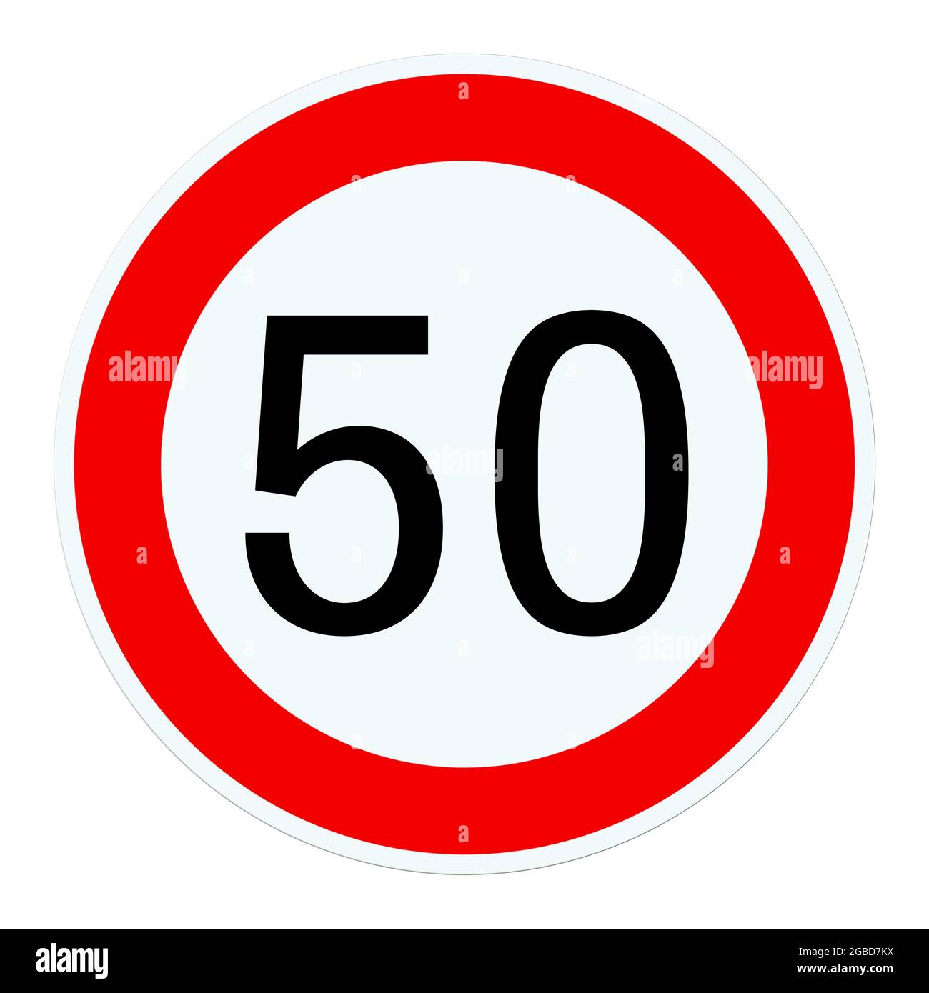 Road sign Tempo 50, illustration against white background Stock Photo ...