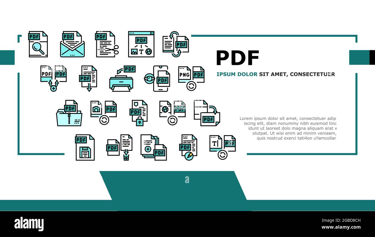 Pdf Electronic File Landing Header Vector Stock Vector Image & Art - Alamy