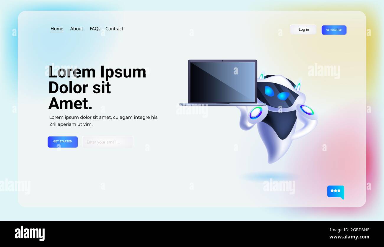 modern robot using laptop artificial intelligence technology concept ...