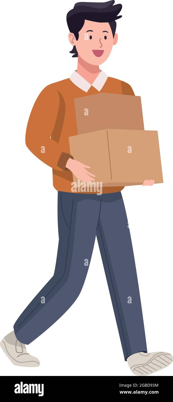 Man walking with boxes Stock Vector Images - Alamy