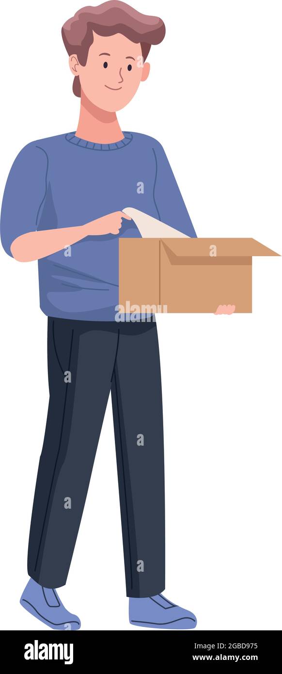 Man unboxing Stock Vector Images - Alamy