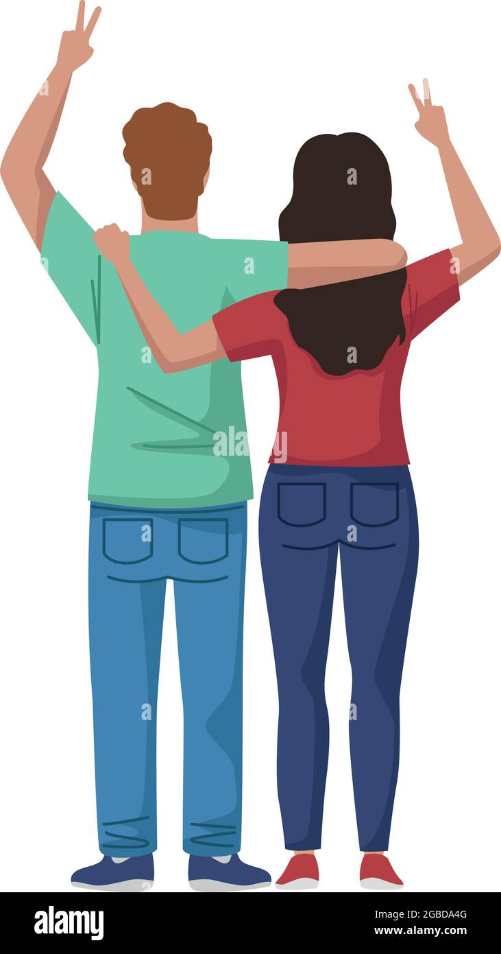 Woman friends back to back Stock Vector Images - Alamy