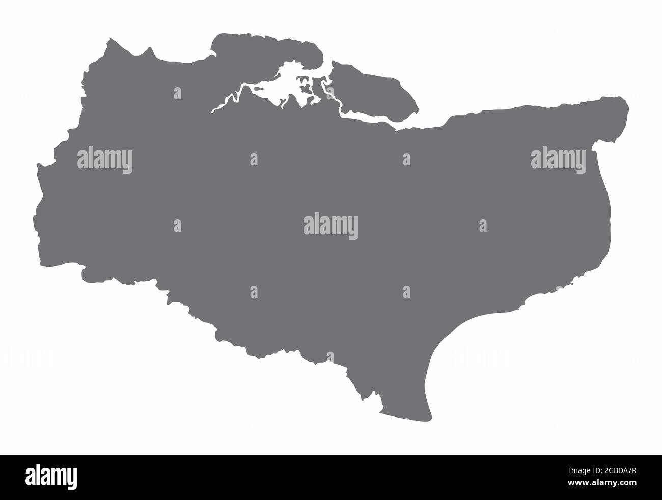 Kent county silhouette map isolated on white background, England Stock ...