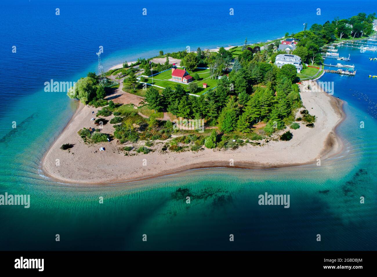 Little Traverse Bay Lighthouse in Harbor Springs Michigan Stock Photo ...