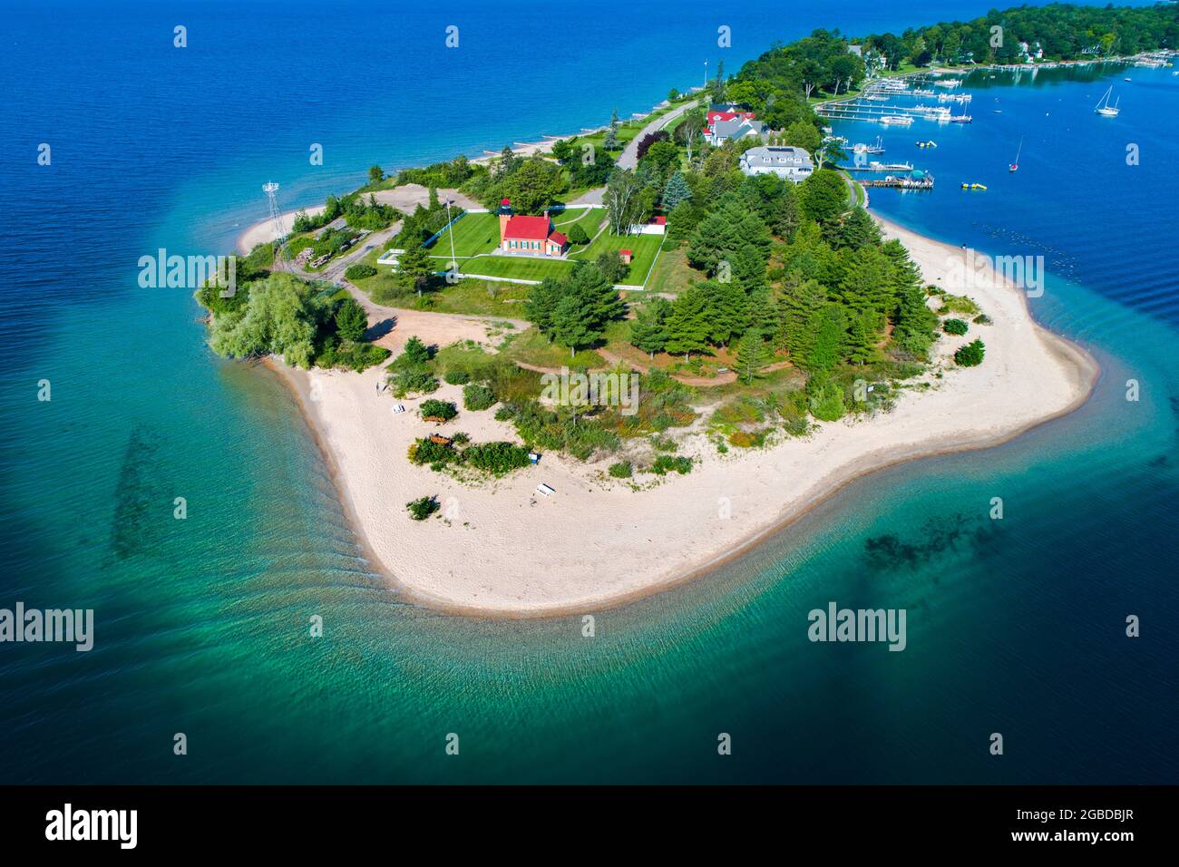 Little Traverse Bay Lighthouse in Harbor Springs Michigan Stock Photo ...