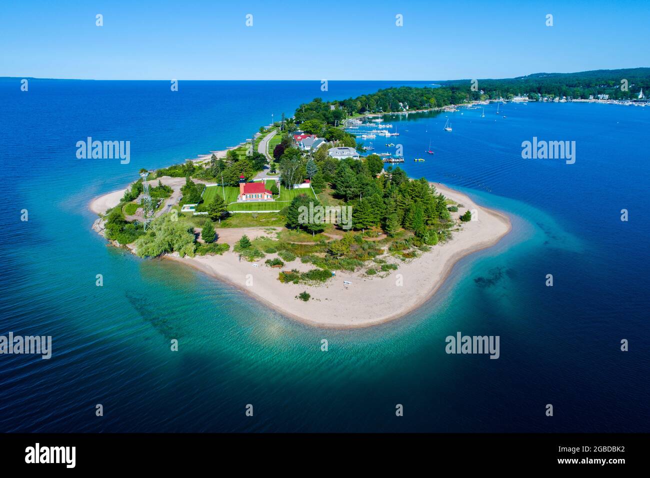 Little Traverse Bay Lighthouse in Harbor Springs Michigan Stock Photo ...