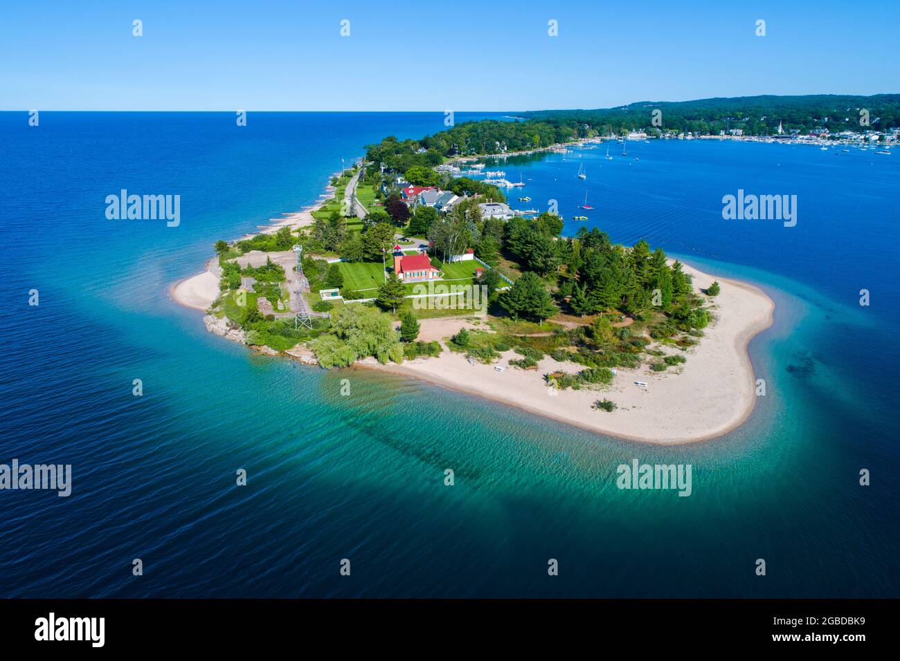 Little Traverse Bay Lighthouse in Harbor Springs Michigan Stock Photo ...