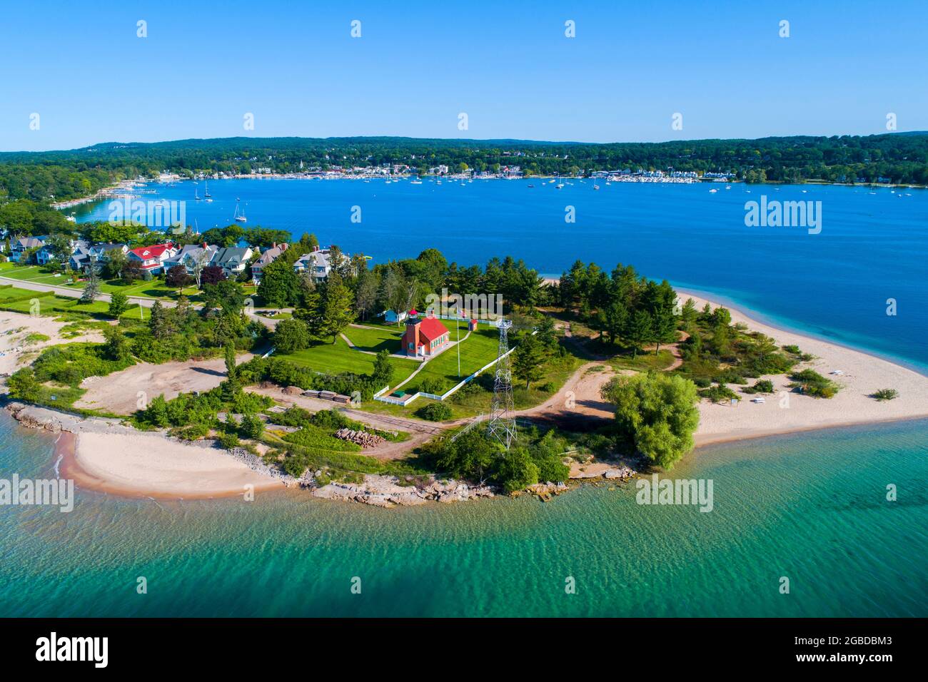 Little Traverse Bay Lighthouse in Harbor Springs Michigan Stock Photo ...