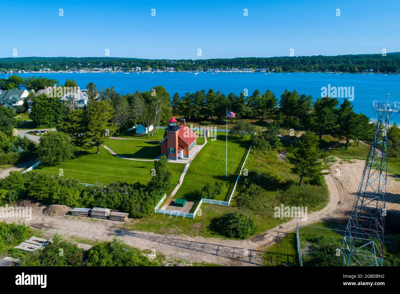 Little Traverse Bay Lighthouse in Harbor Springs Michigan Stock Photo ...