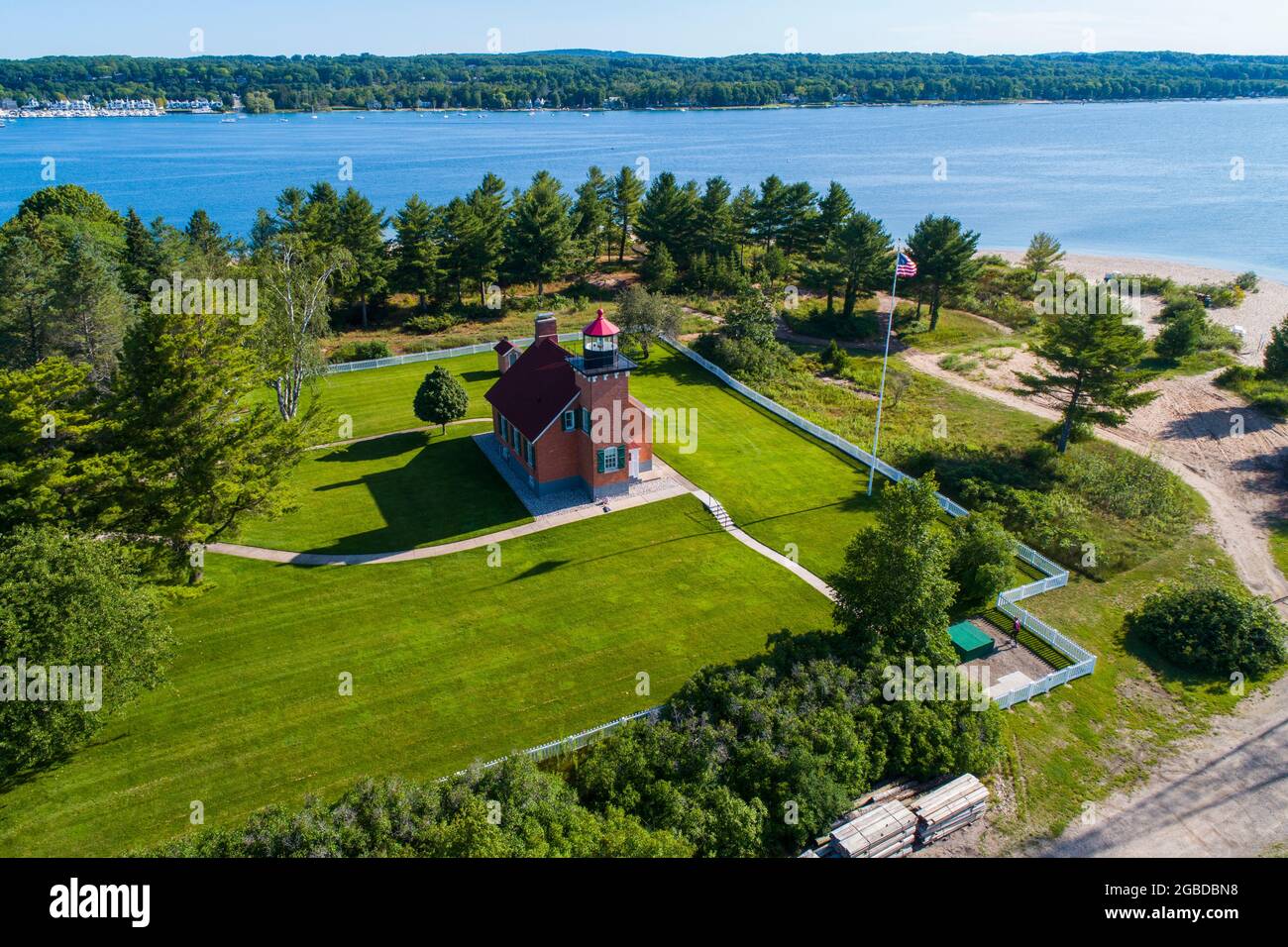 Little Traverse Bay Lighthouse in Harbor Springs Michigan Stock Photo ...