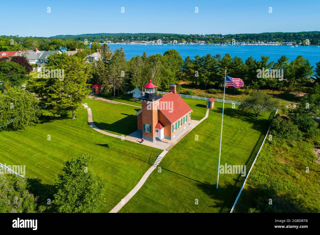 Little Traverse Bay Lighthouse in Harbor Springs Michigan Stock Photo ...