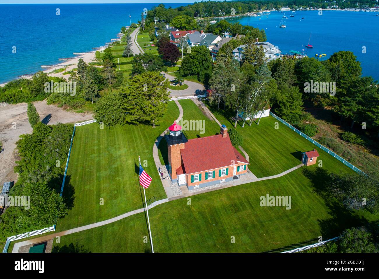 Little Traverse Bay Lighthouse in Harbor Springs Michigan Stock Photo ...
