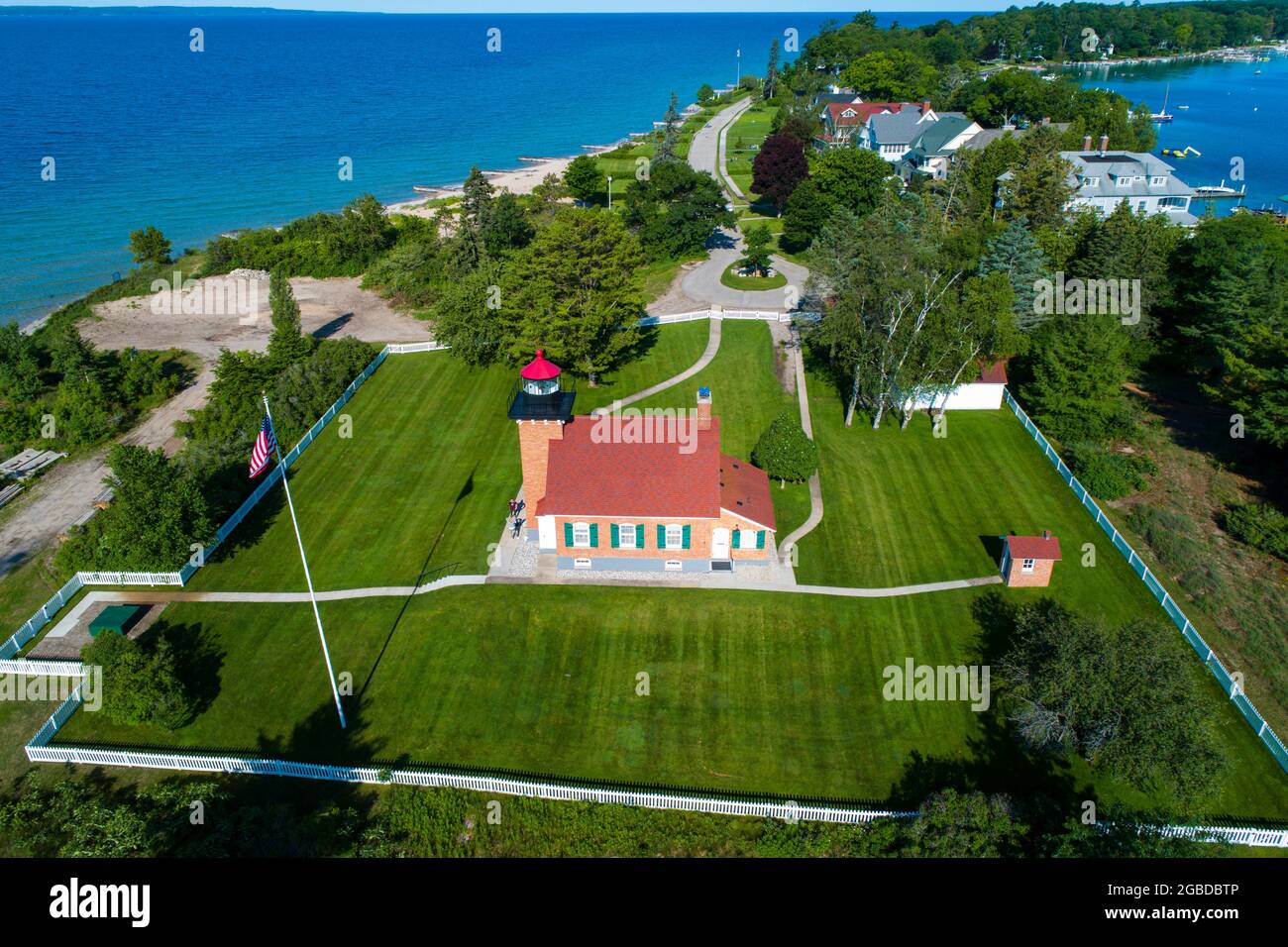 Little Traverse Bay Lighthouse in Harbor Springs Michigan Stock Photo ...