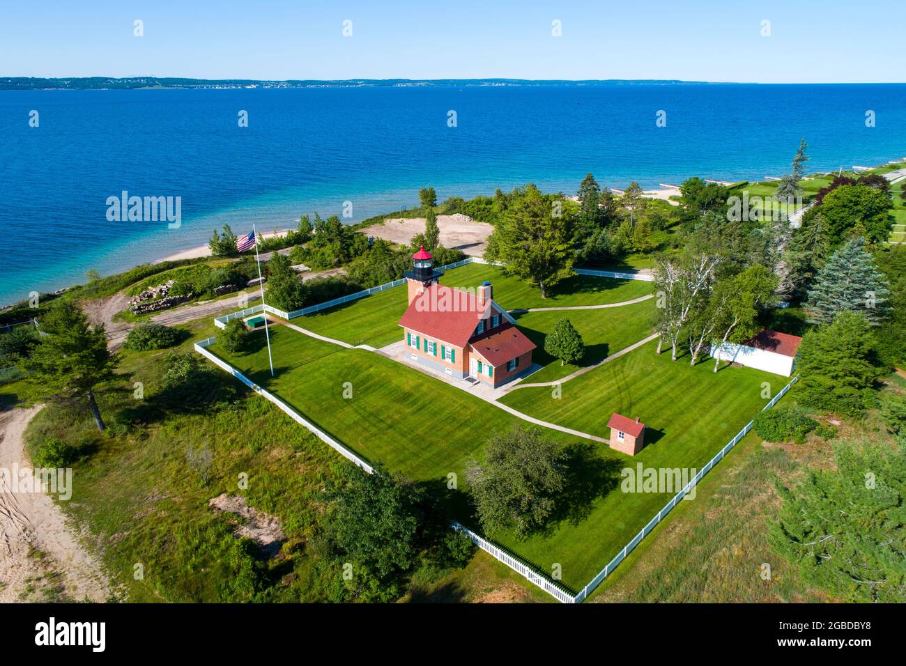 Little Traverse Bay Lighthouse in Harbor Springs Michigan Stock Photo ...