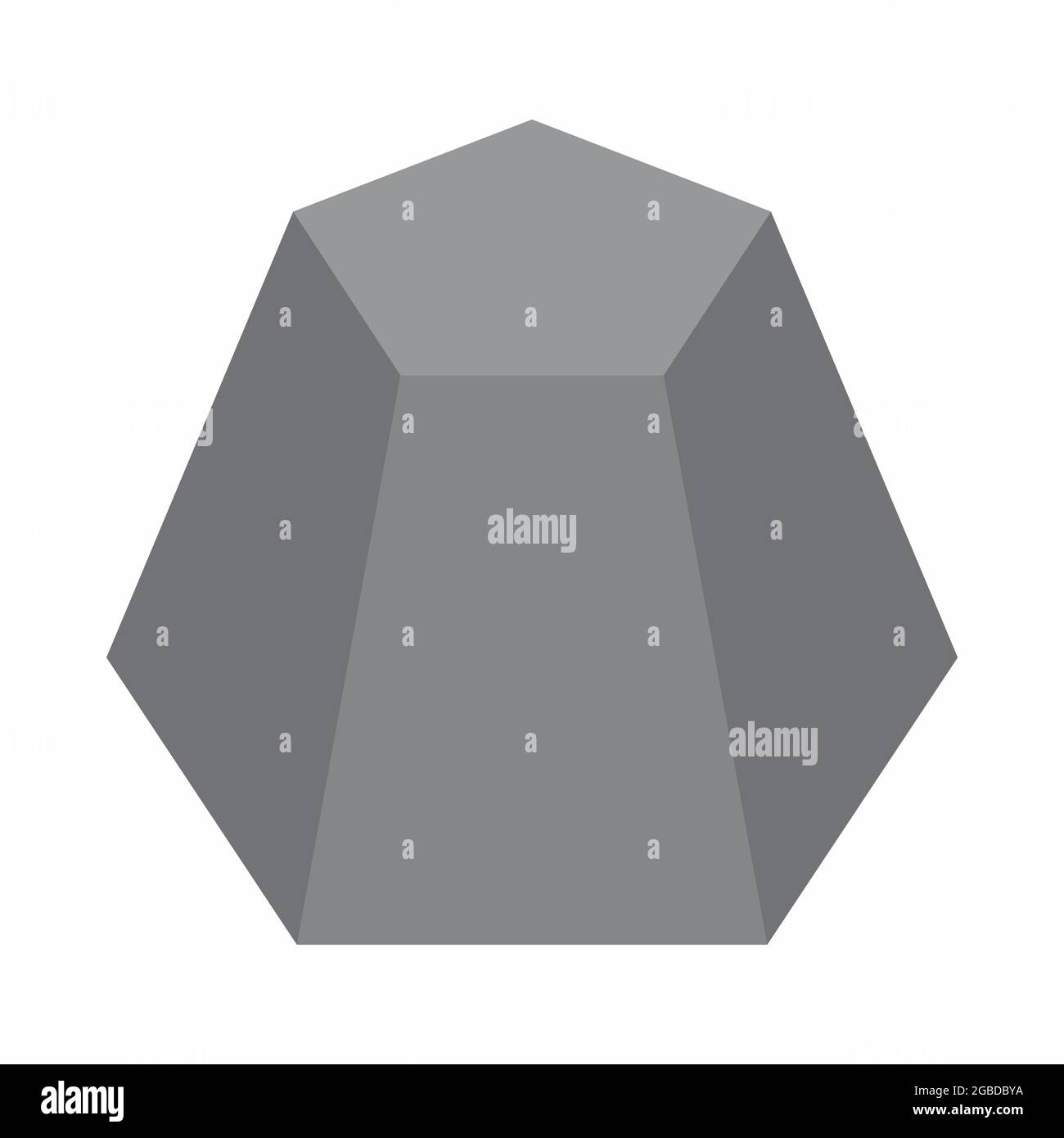 Truncated pentagonal pyramid. 3D grayscale illustration on white ...