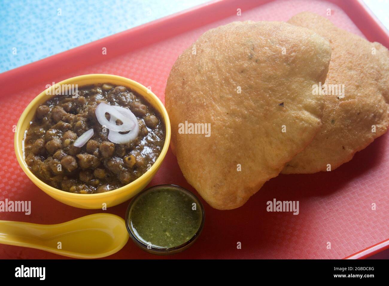 Close-up chole bhature served at table Stock Photo - Alamy