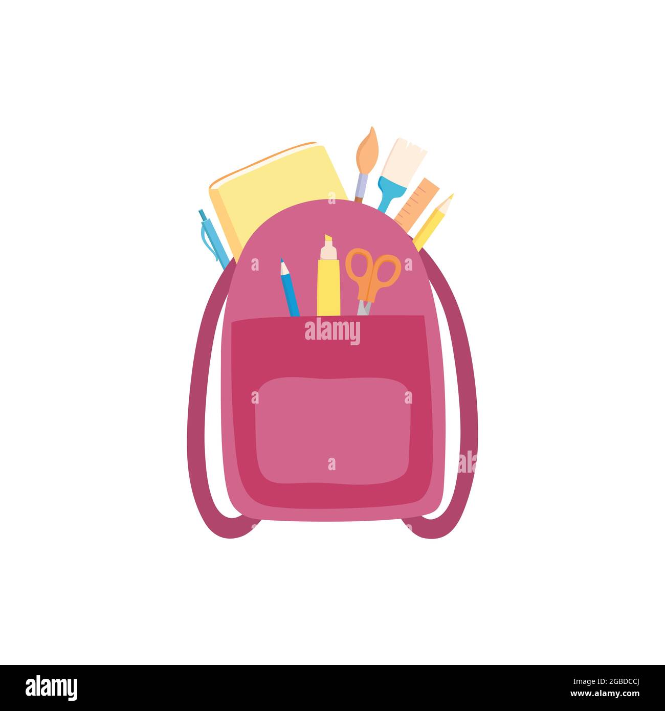 Stationery for school vector illustration. Backpack with ruler pencil ...