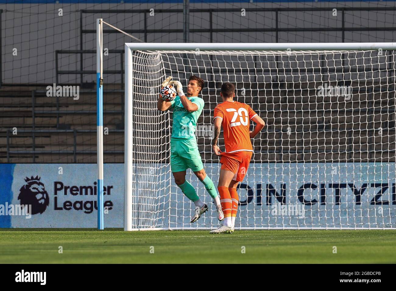 Stewart Moore of Blackpool makes a save Stock Photo - Alamy