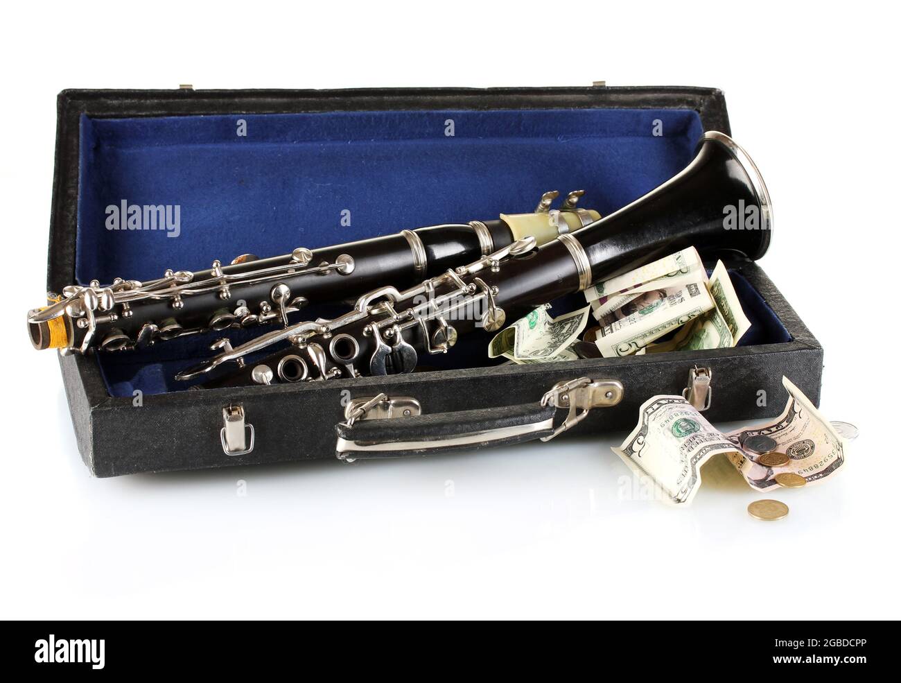 musical instrument with money isolated on white Stock Photo - Alamy