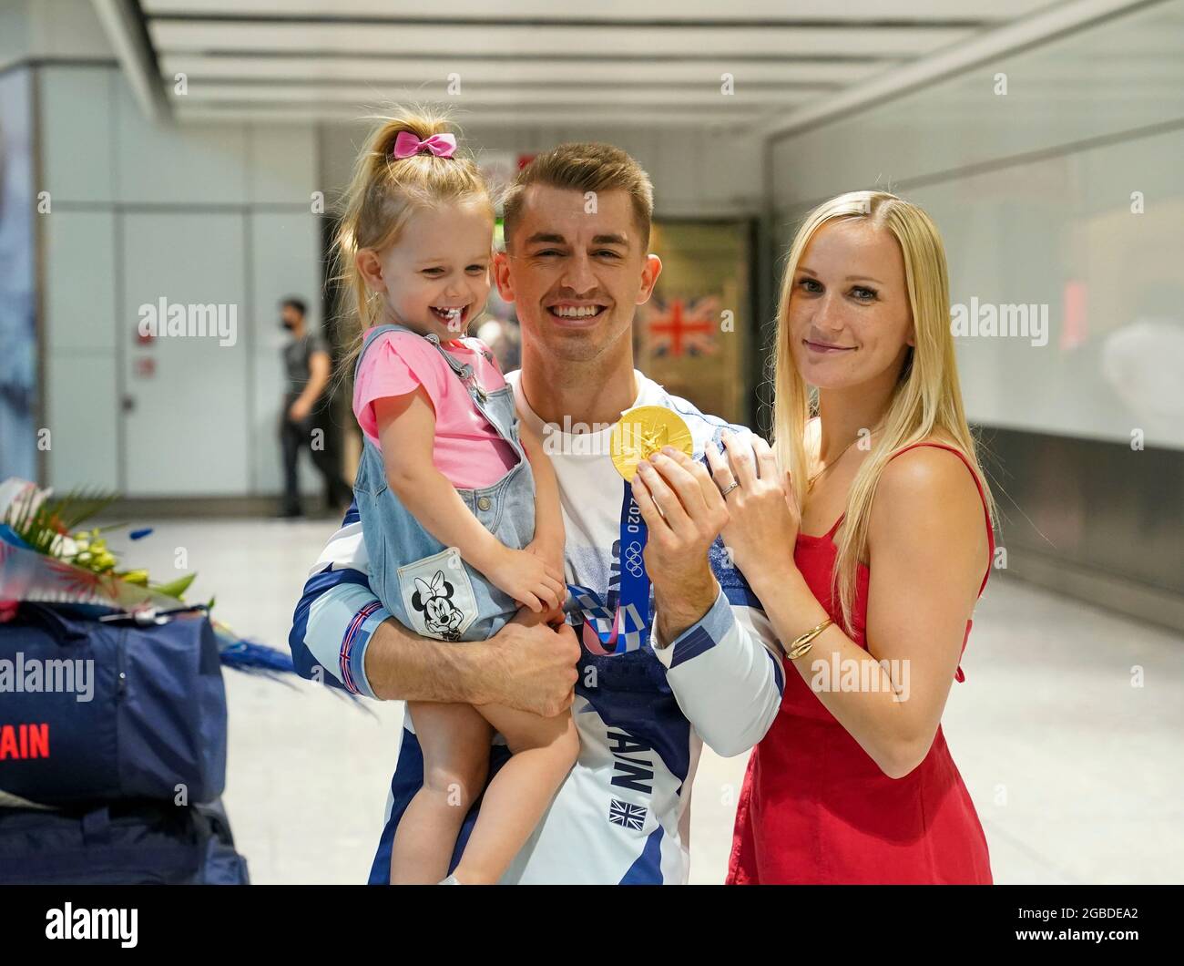 Olympic gymnast Max Whitlock, with his wife Leah and daughter Willow ...
