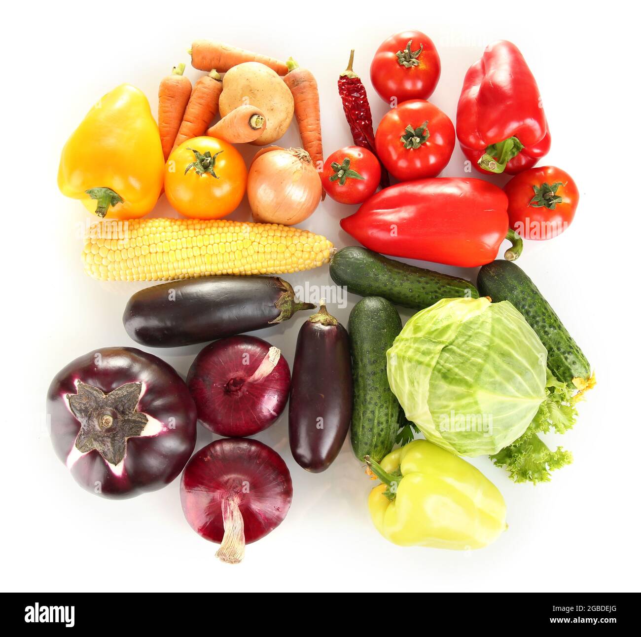 Bright colorful vegetables isolated on white background Stock Photo - Alamy
