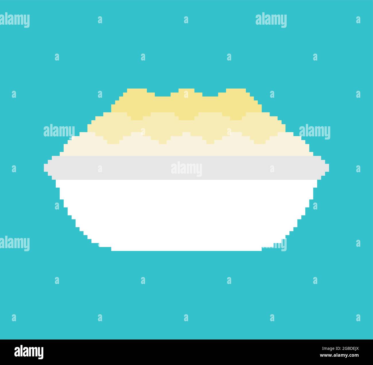 Mashed potatoes pixel art. 8 bit plate of porridge isolated. vector ...