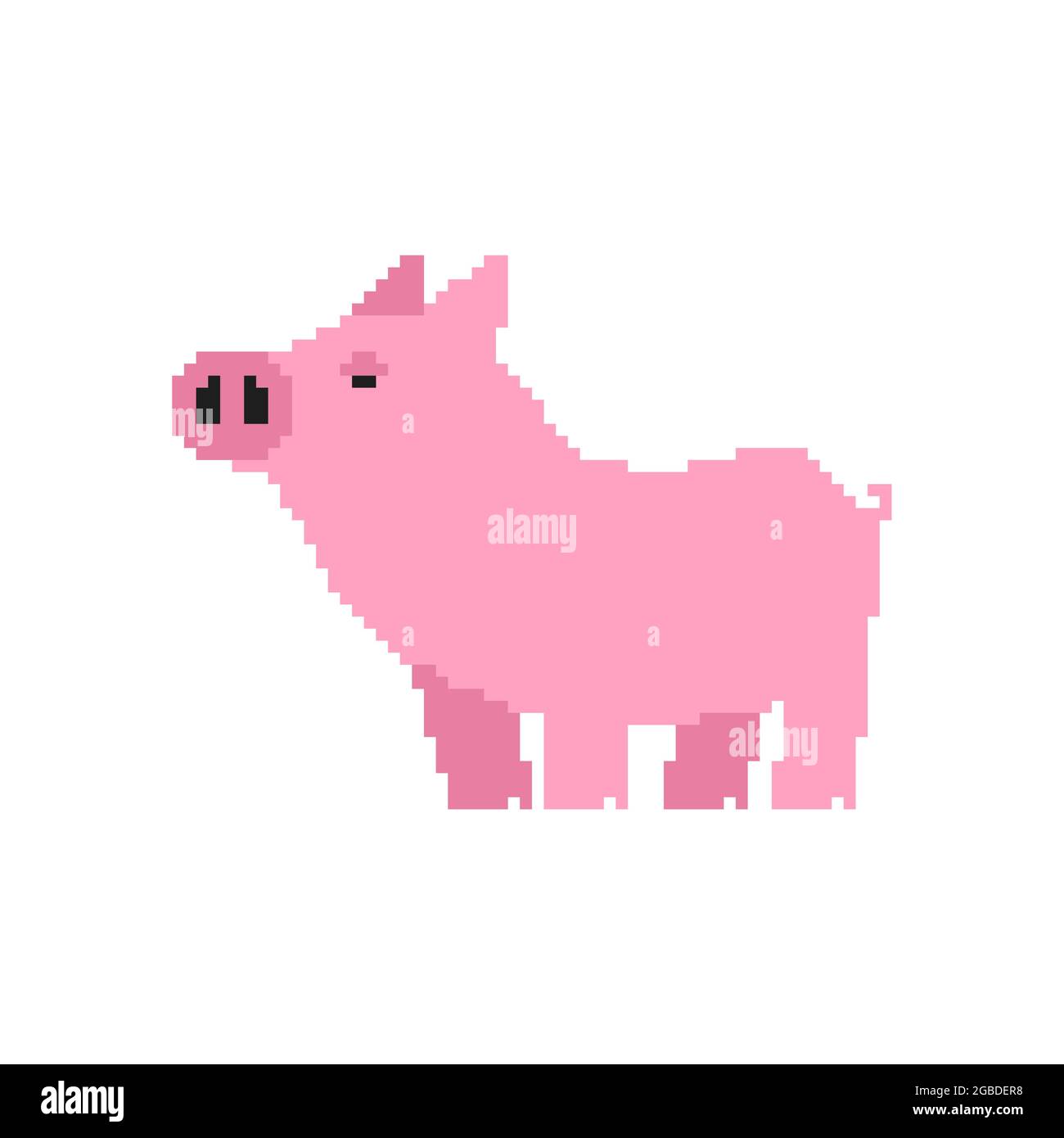 Piglet pixel art. Pink Pig 8bit. Farm animal vector illustration Stock ...
