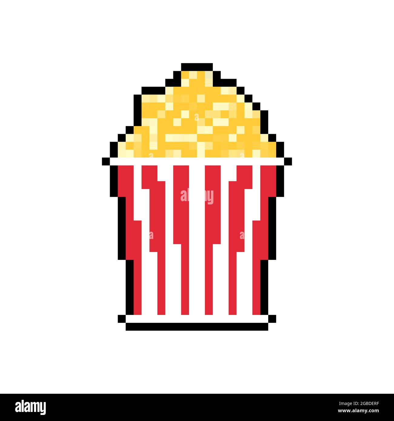 Popcorn pixel art isolated. 8 bit Sweetness vector illustration Stock Vector Image & Art - Alamy