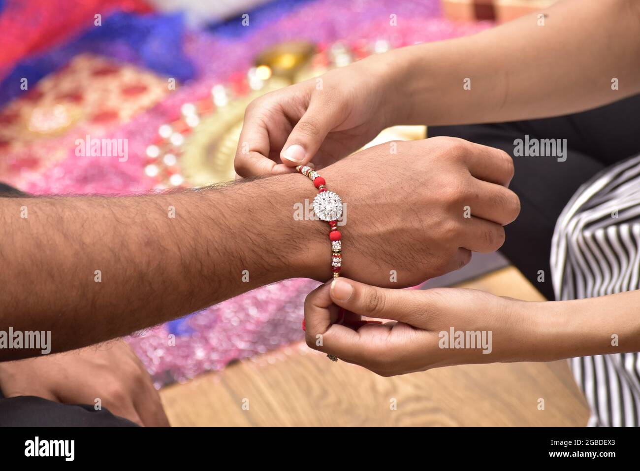 Raksha Bandhan Indian Culture Sister Tying Rakhi On Brothers Hand Stock ...