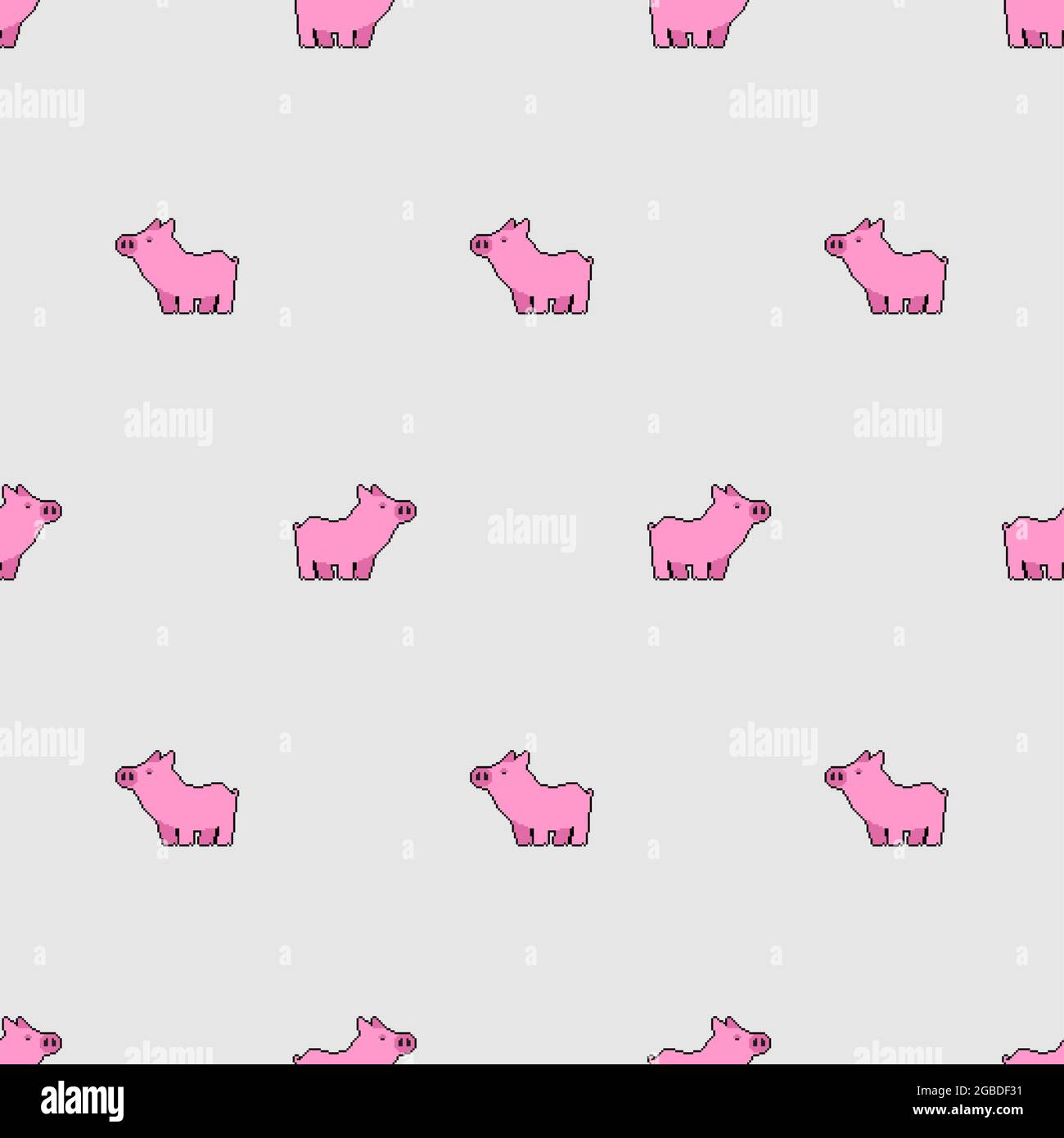 Piglet pattern seamless pixel art. Pink Pig background 8 bit. Farm ...