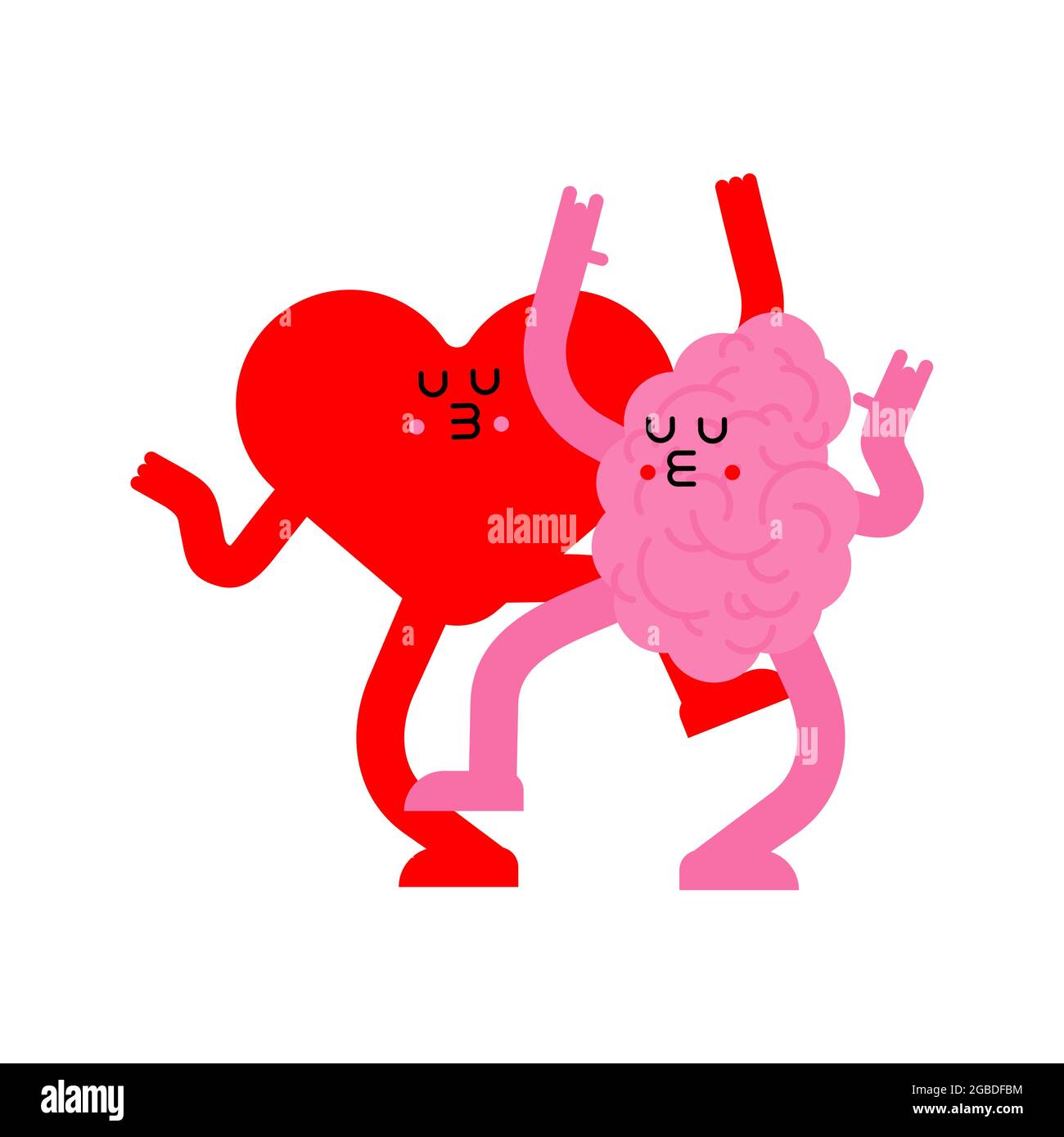 Heart and brain Dancing. Romantic relationship. Love illustration 1 ...