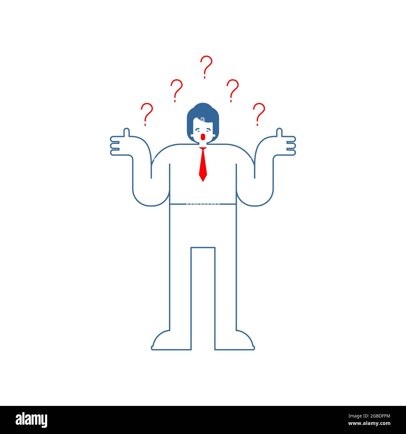 Interrogative person. Feelings of misunderstanding. Businessman and ...