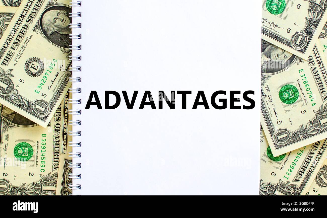 Advantages symbol. Concept word 'advantages' on white note. Beautiful ...