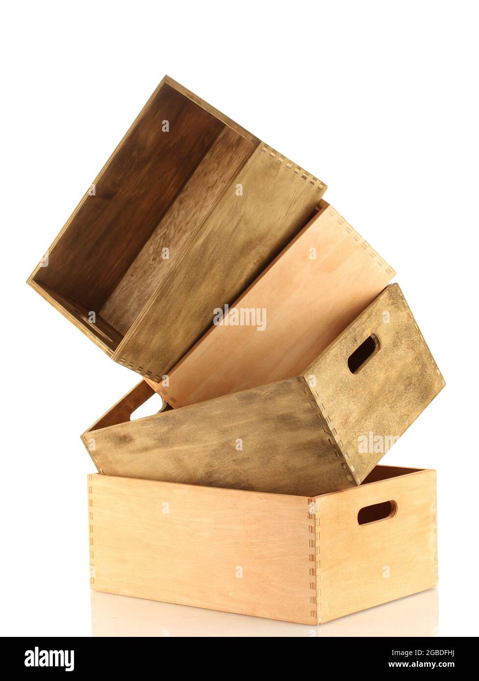 empty wooden crates isolated on white Stock Photo - Alamy