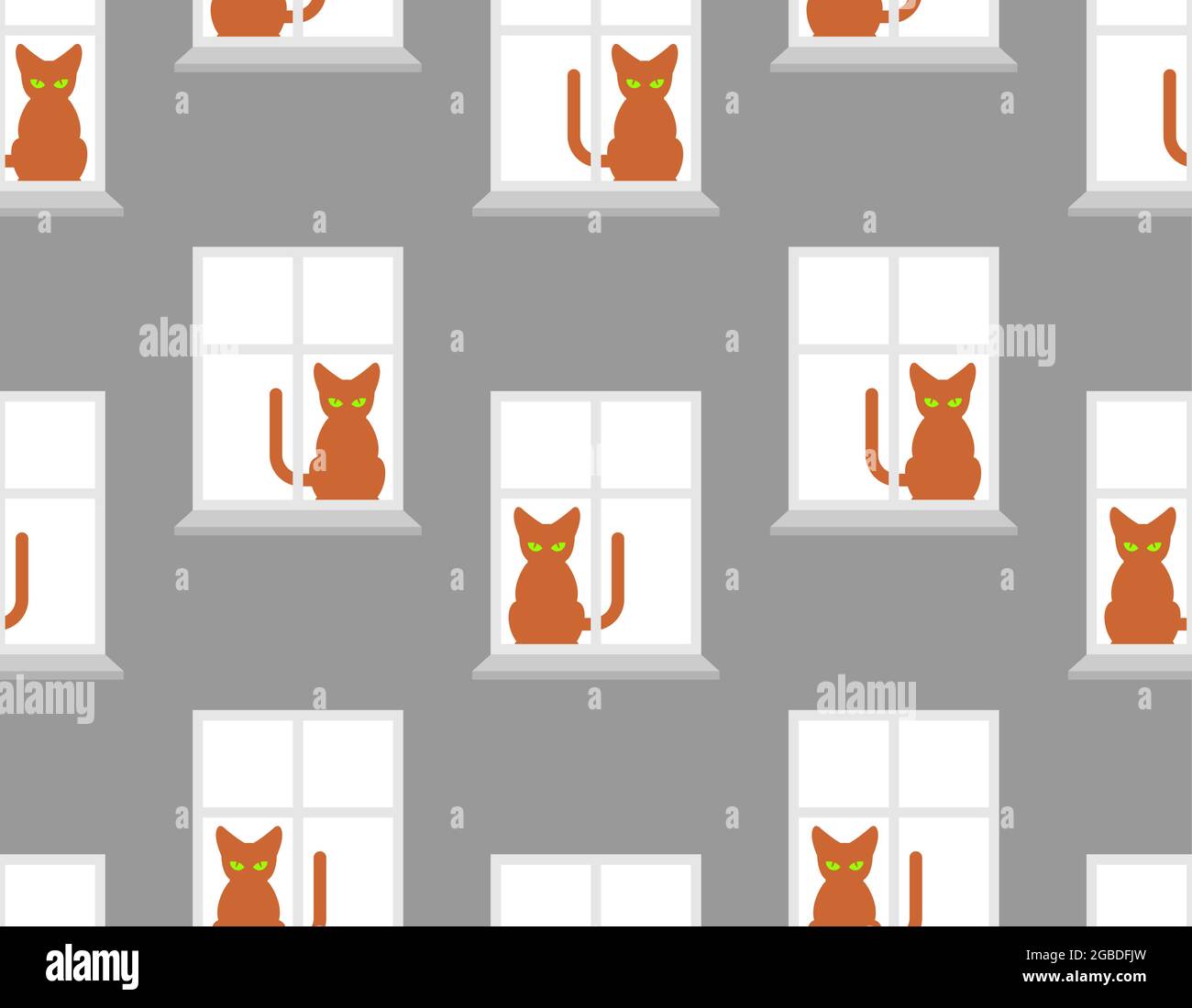 Cat in window pattern seamless. Pet background. vector texture Stock ...