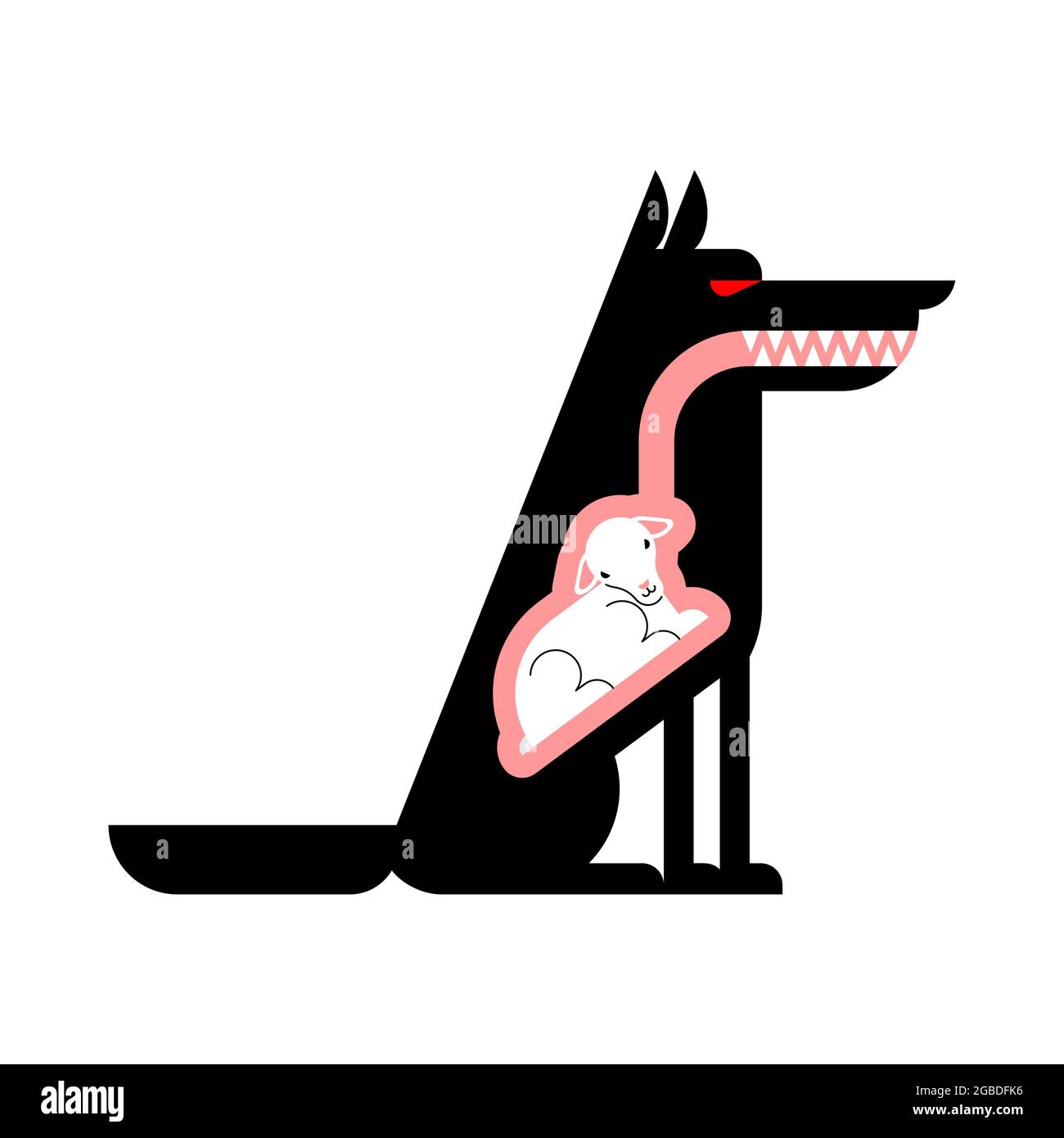 Wolf ate sheep. lamb inside belly of wolf Stock Vector Image & Art - Alamy