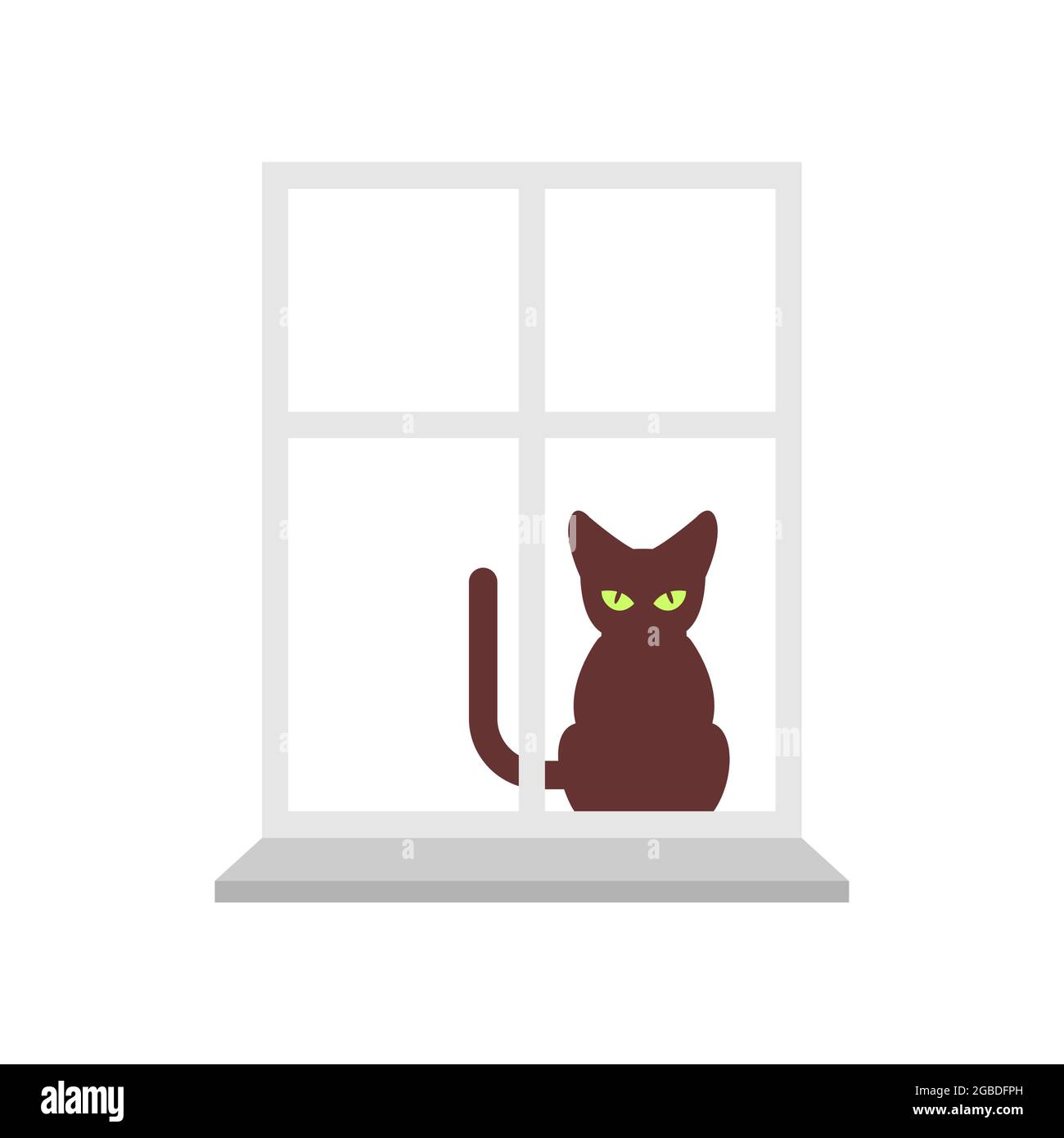 Cat in window isolated. Pet vector illustration Stock Vector Image ...