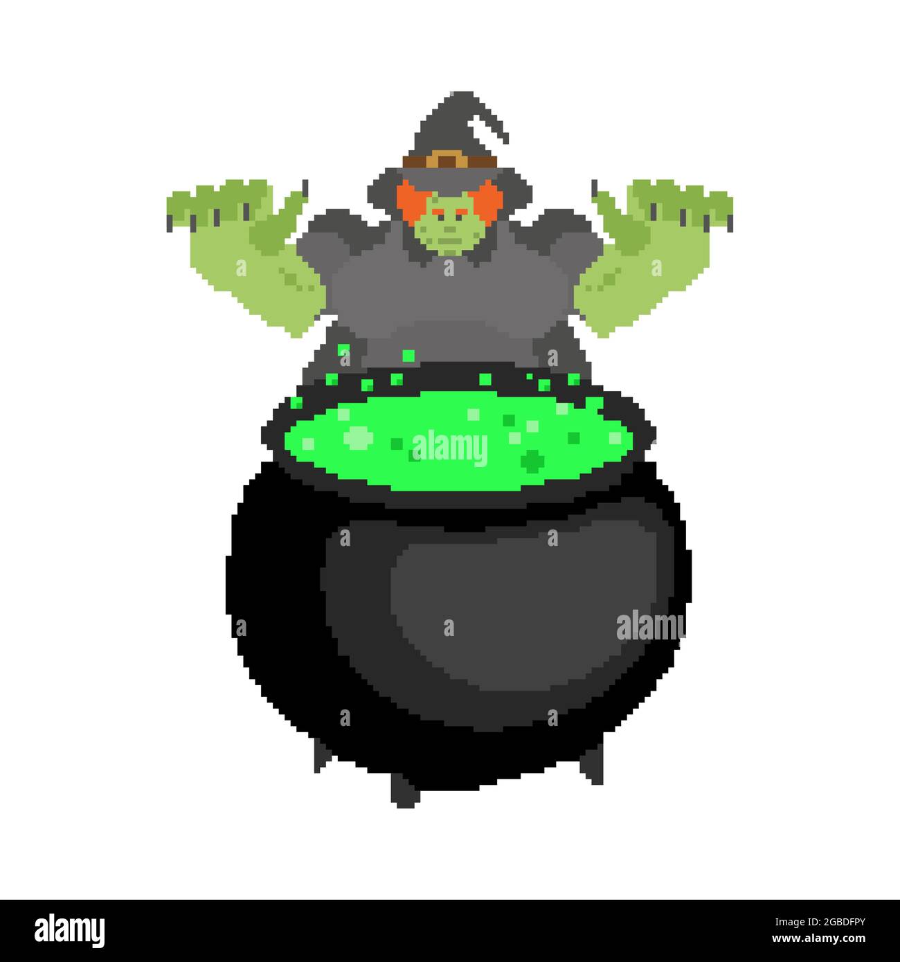 Witch pixel art isolated. 8bit Angry sorceress. vector illustration ...