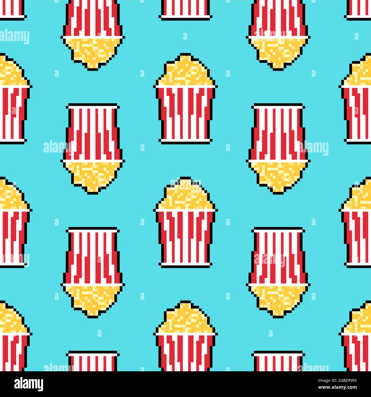 Popcorn pixel art pattern seamless. 8 bit Sweetness background. vector texture Stock Vector ...