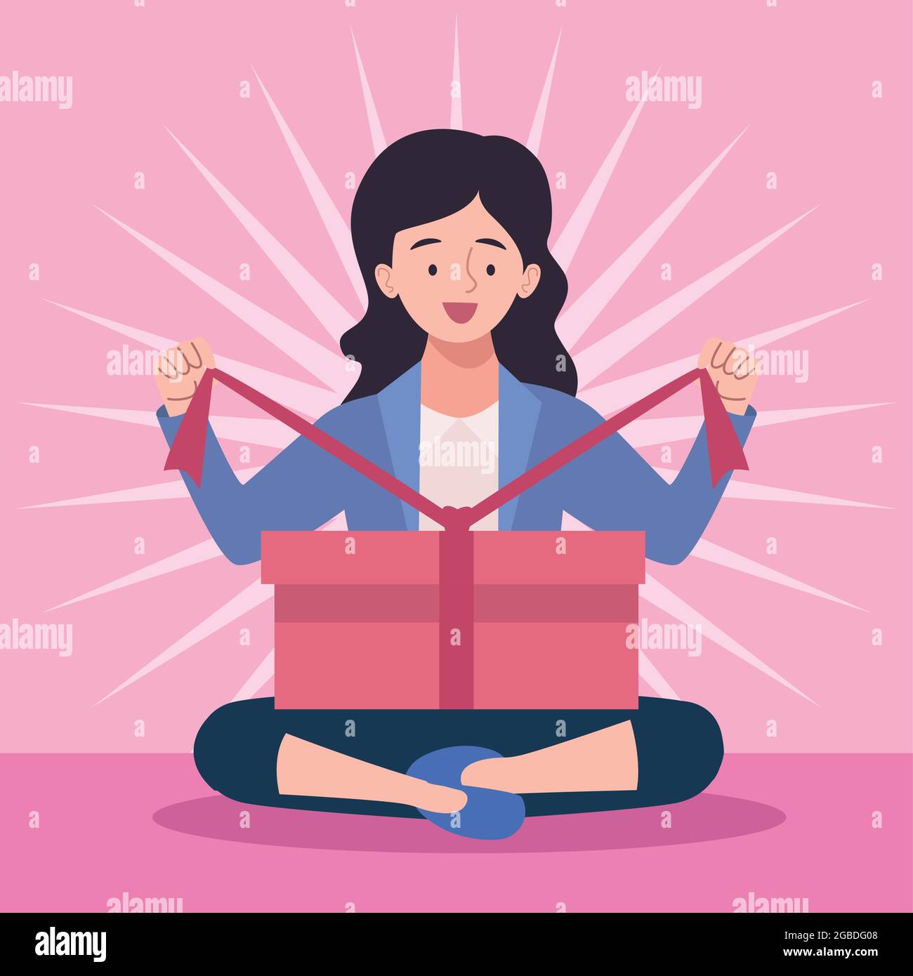 girl unboxing gift Stock Vector Image & Art - Alamy