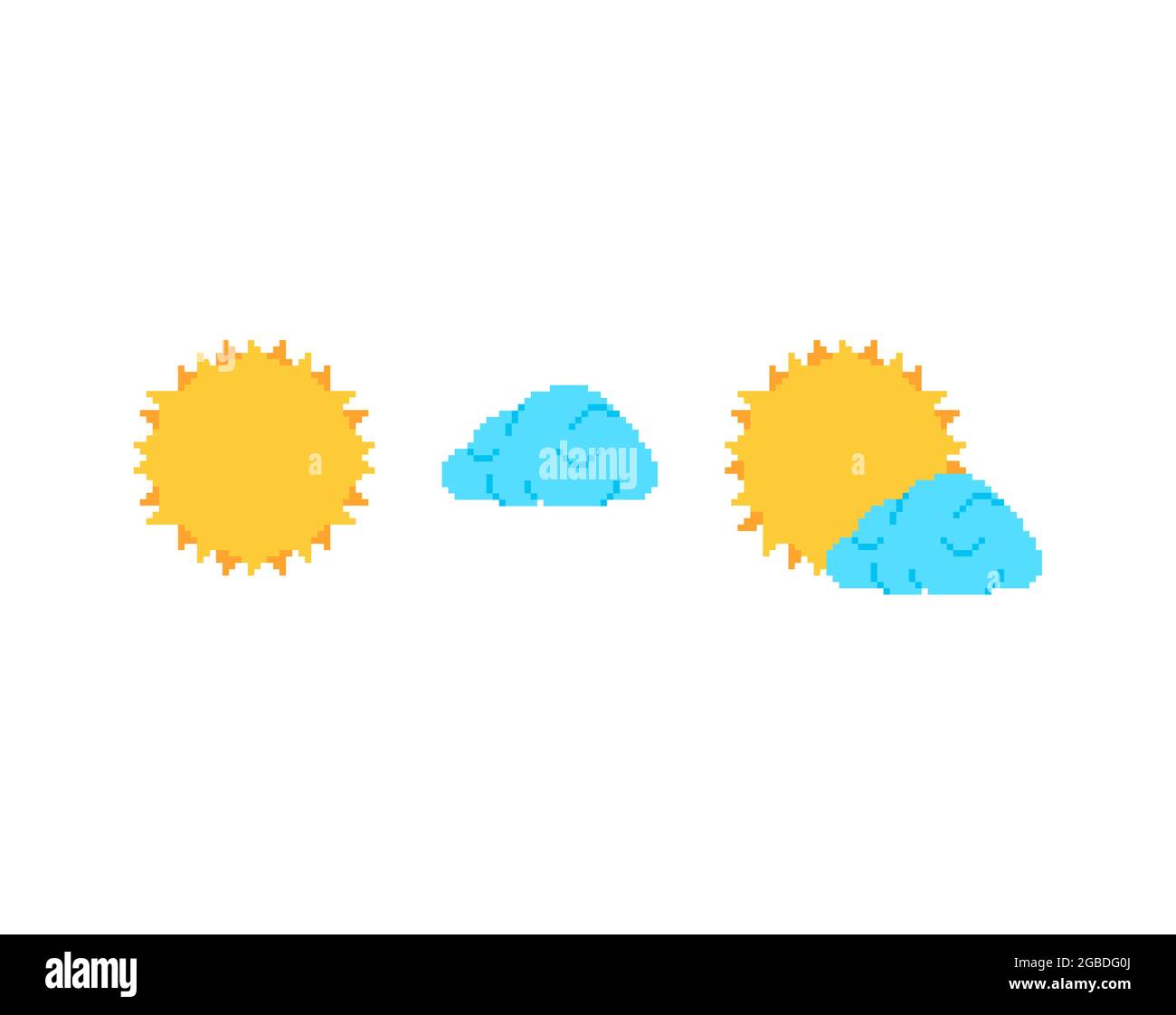 Sun cartoon pixel art Cut Out Stock Images & Pictures - Alamy